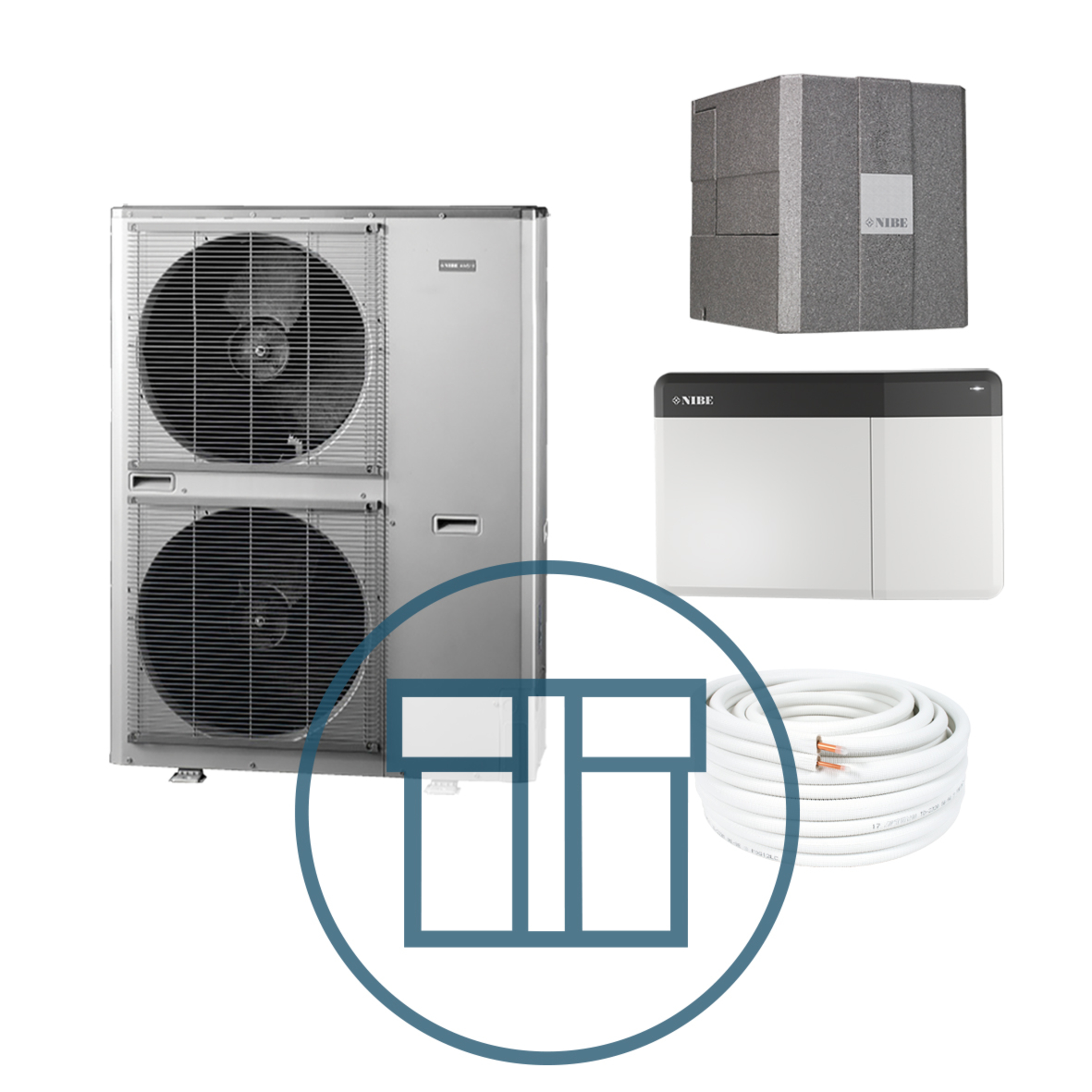 AMS 10-16 Inverter med HBS 05 og SMO S40, splitt systempakke luft-vann varmepumpe | ABK-Qviller